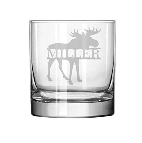 Engraved Rocks Whiskey Glass Moose Custom Personalized