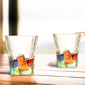 Whiskey Crystal Glasses Set of 2,Unique Rocks Drinking Glassware 10 Oz for Home Bar,Scotch Glass Old Fashioned Glasses for Bourbon Tequila Cocktails Cognac Liquor,Crystal Gifts for Man Women