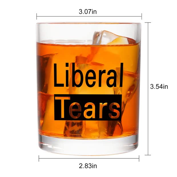 DAZLUTE Funny Liberal Tears Whiskey Glass, Leftist tears, Funny Political Gifts Manly Christmas Trump Gifts for Men Republican Conservative Christmas Birthday, White Elephant Gifts Exchange, 10 Oz