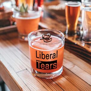 DAZLUTE Funny Liberal Tears Whiskey Glass, Leftist tears, Funny Political Gifts Manly Christmas Trump Gifts for Men Republican Conservative Christmas Birthday, White Elephant Gifts Exchange, 10 Oz