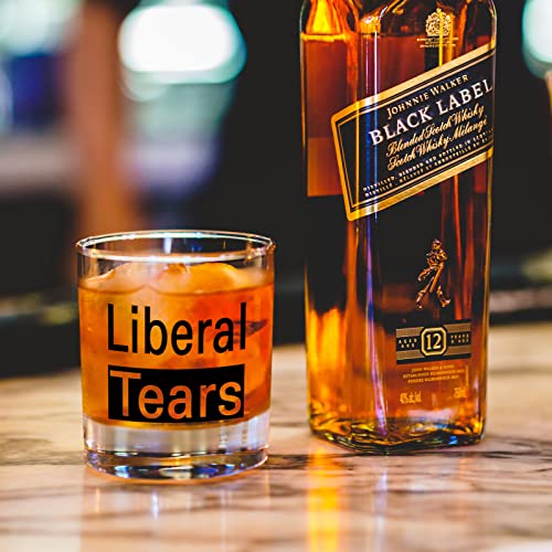 DAZLUTE Funny Liberal Tears Whiskey Glass, Leftist tears, Funny Political Gifts Manly Christmas Trump Gifts for Men Republican Conservative Christmas Birthday, White Elephant Gifts Exchange, 10 Oz