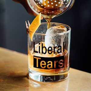 DAZLUTE Funny Liberal Tears Whiskey Glass, Leftist tears, Funny Political Gifts Manly Christmas Trump Gifts for Men Republican Conservative Christmas Birthday, White Elephant Gifts Exchange, 10 Oz