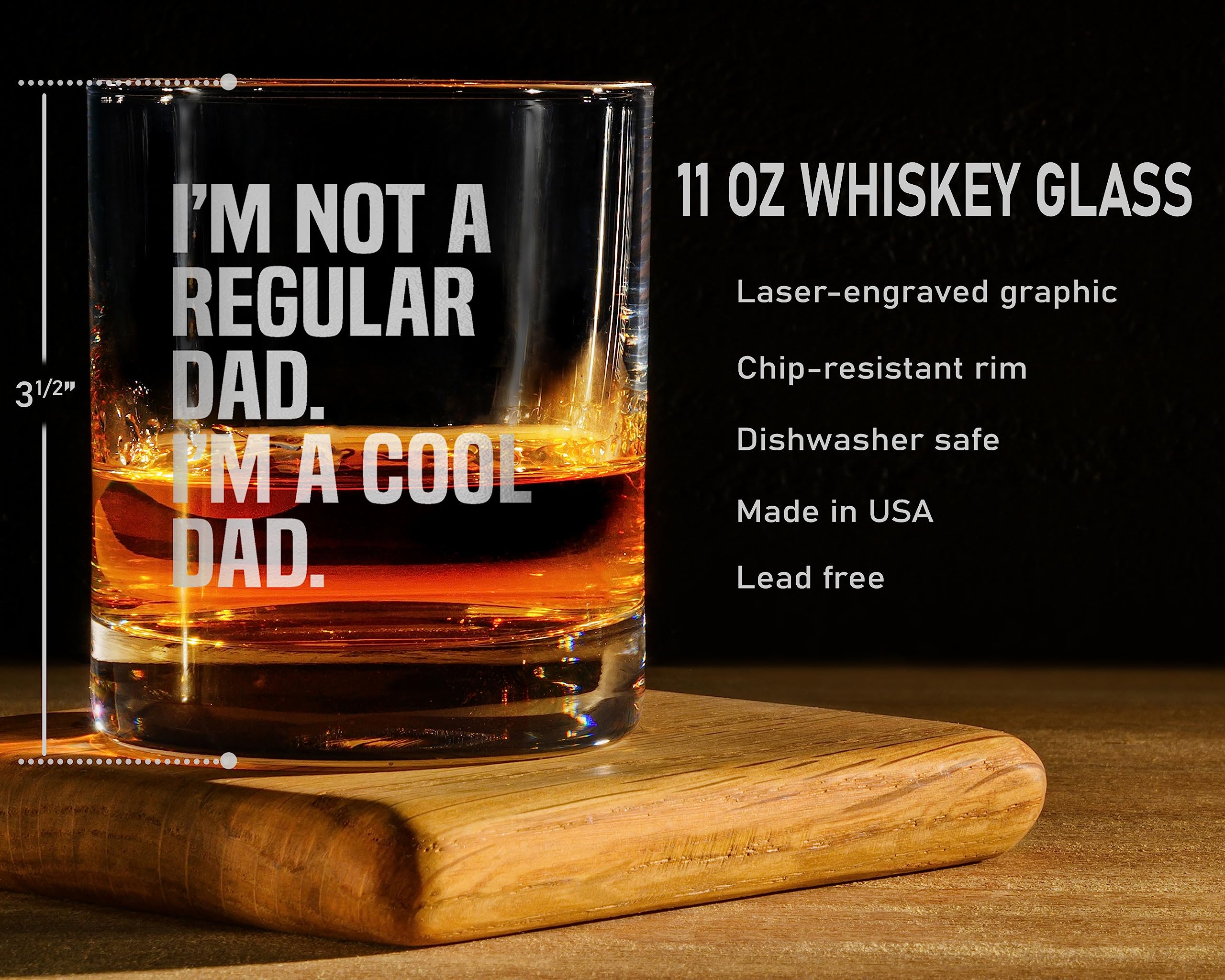 Promotion & Beyond I'M NOT A REGULAR DAD I'M A COOL DAD Whiskey Glass - Funny Gift for Dad Uncle Grandpa From Daughter Son Wife - Father's Day