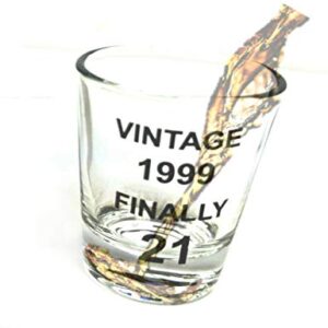 21st Birthday Shot Glass -21st Birthday Gifts- Finally 21 (1999)- 21st Birthday for Him/Her Compliments Birthday Decorations