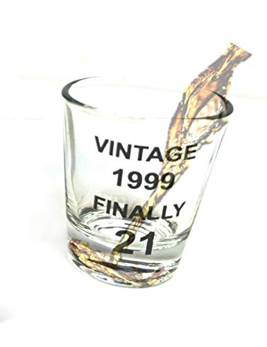 21st Birthday Shot Glass -21st Birthday Gifts- Finally 21 (1999)- 21st Birthday for Him/Her Compliments Birthday Decorations