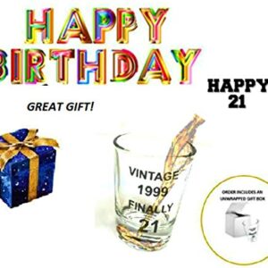 21st Birthday Shot Glass -21st Birthday Gifts- Finally 21 (1999)- 21st Birthday for Him/Her Compliments Birthday Decorations