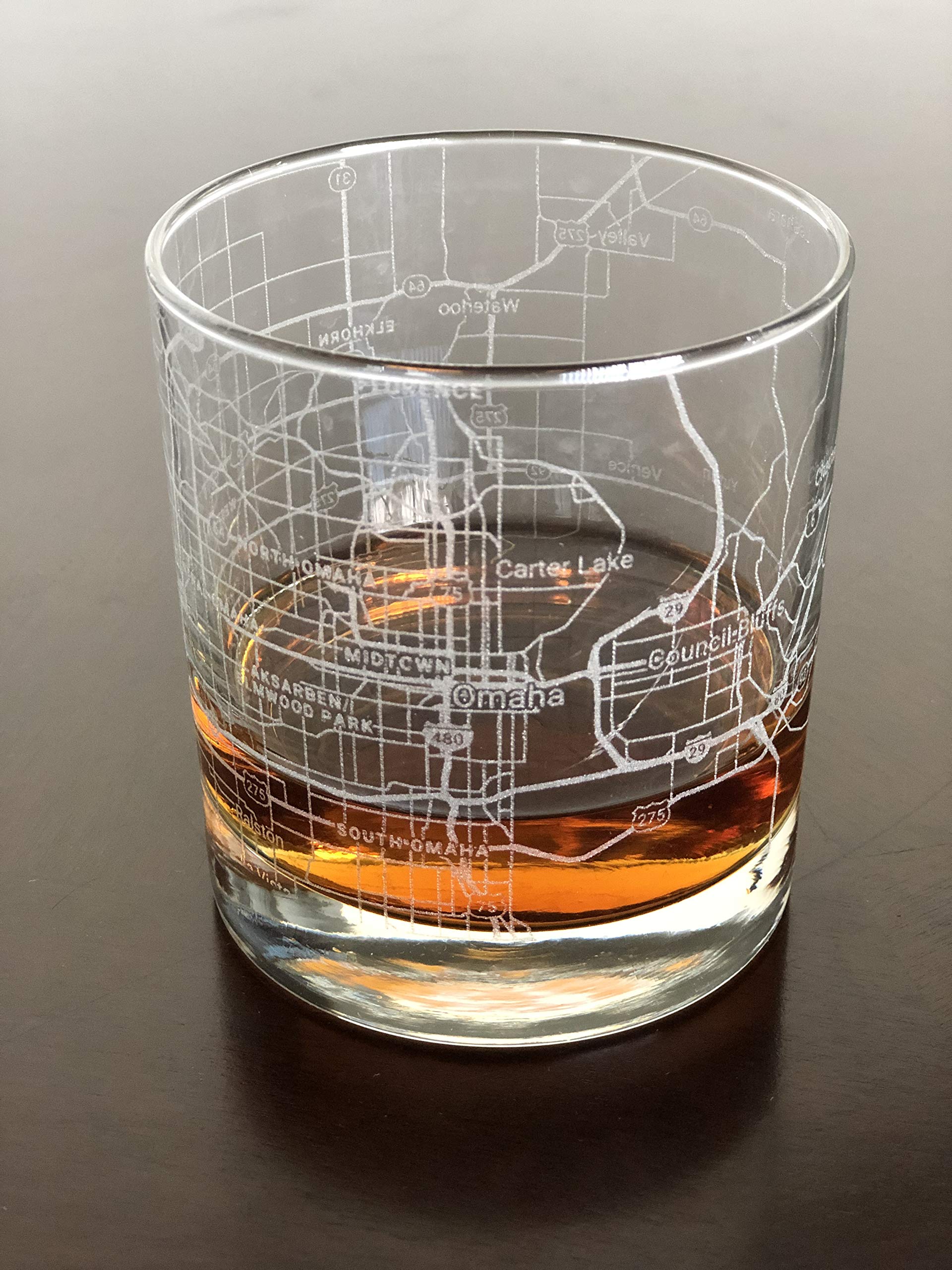 Rocks Whiskey Old Fashioned 11oz Glass Urban City Map Omaha Nebraska