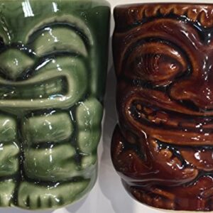 Chiefly Hawaiian Love and Happy Tiki God Shot Glass Set of 2 pieces