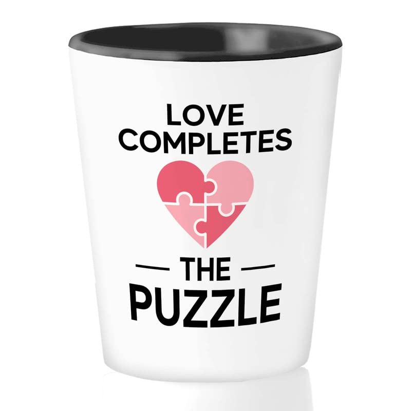 Puzzle Shot Glass 1.5oz - Love completes the puzzle - Brain Game Adult Educational Toy Kids 12 Year Old Boy Crossword Challenge Children