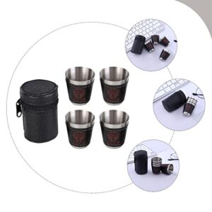 Yardwe Glass Measuring Cup 8pcs Stainless Steel Shot Cups, Metal Shot Glasses with Carrying Case Outdoor Travel Drinking Cups for Water Wine Camping Accessories