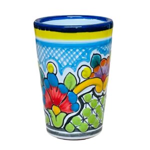 floral bouquet talavera clay shot - tequilero - shot glass - mexican shot glass - party favors - guelaguetza designs