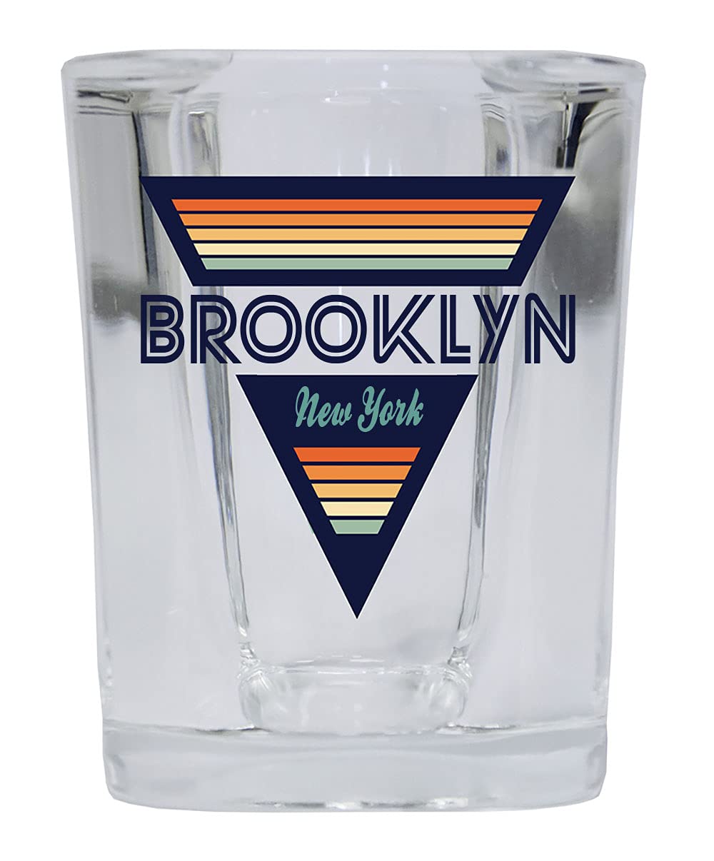 R and R Imports Brooklyn New York 2 Ounce Square Base Liquor Shot Glass Retro Design