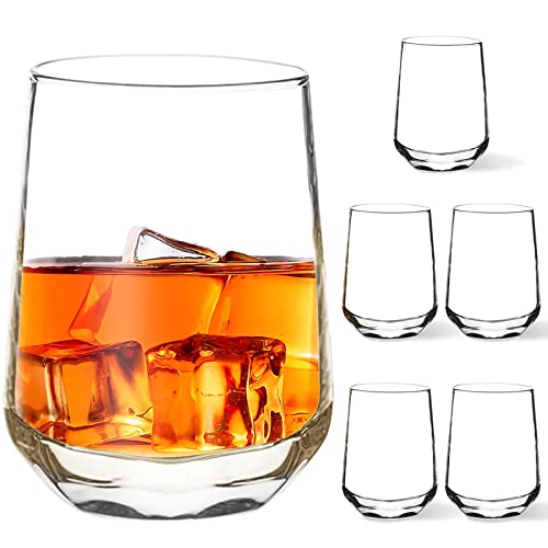 ini TECH Whiskey Glasses Set of 6, 9 Oz Scotch Glasses Set, Old Fashioned Glasses, Bourbon Glasses, Premium Scotch Glasses, Rocks Glasses, for Scotch, Bourbon, Liquor and Cocktail Drink