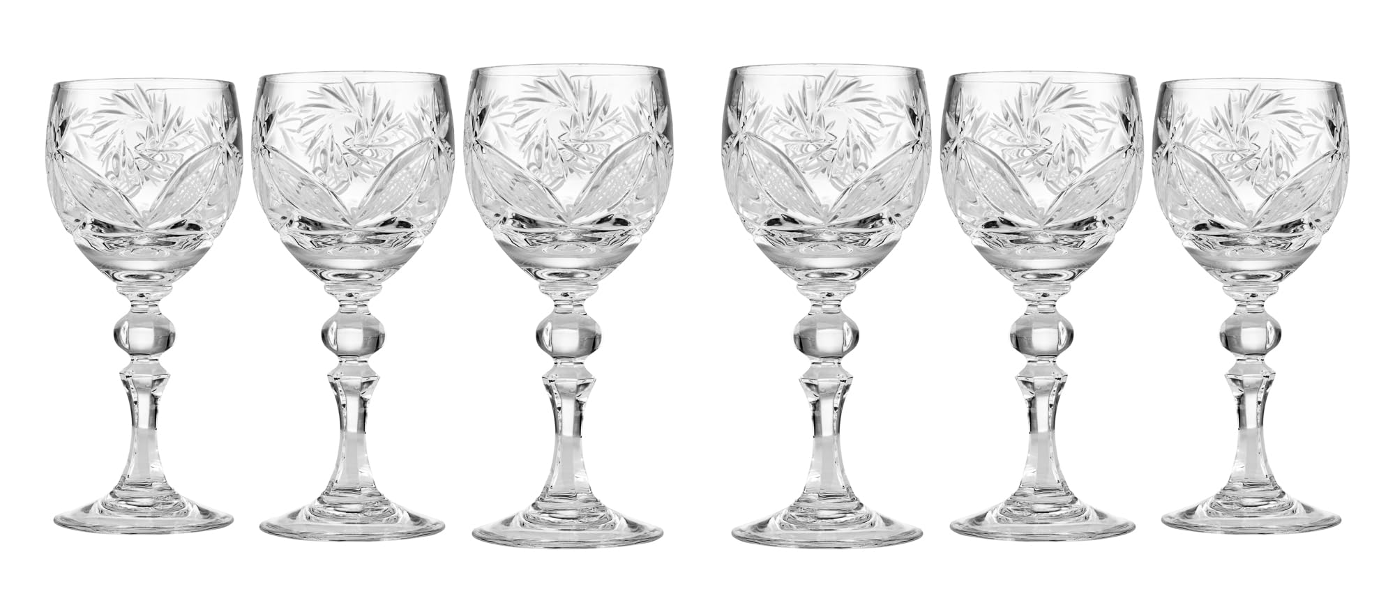 SET of 6 Russian CUT Crystal Shot/sherry Glasses on a Long Stem 65ml/2oz Hand Made