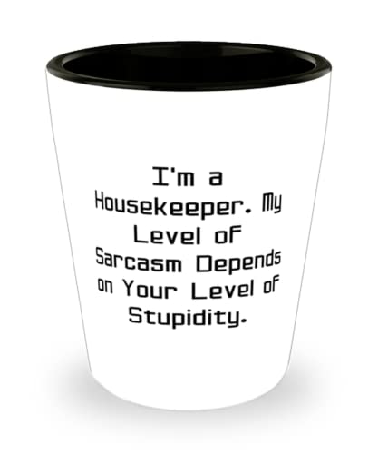 Motivational Housekeeper, I'm a Housekeeper. My Level of Sarcasm Depends on Your Level of, Inspire Shot Glass For Men Women From Boss