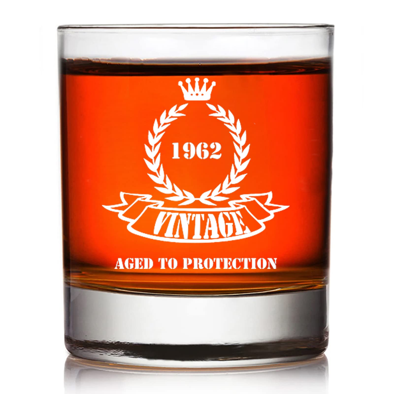 1962 60th Birthday Gifts for Men, Premium Lead-Free Whiskey Bourbon Scotch Old Fashioned Glass for 60 Years Old Dad, Husband, Friend, Surprise Gift for Father's Day, Dad's Birthday, Xmas Wine Lovers