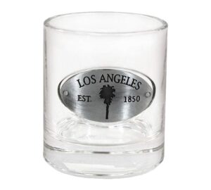 americaware 10 oz. whiskey glass with etched los angeles medallion