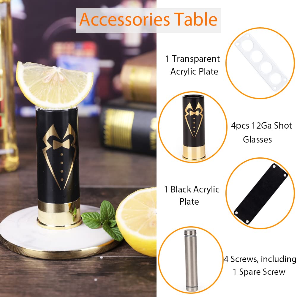 LiveBe 12 Gauge Shot Glasses with Plastic Stand-Groomsmen Tuxedo(4pcs)