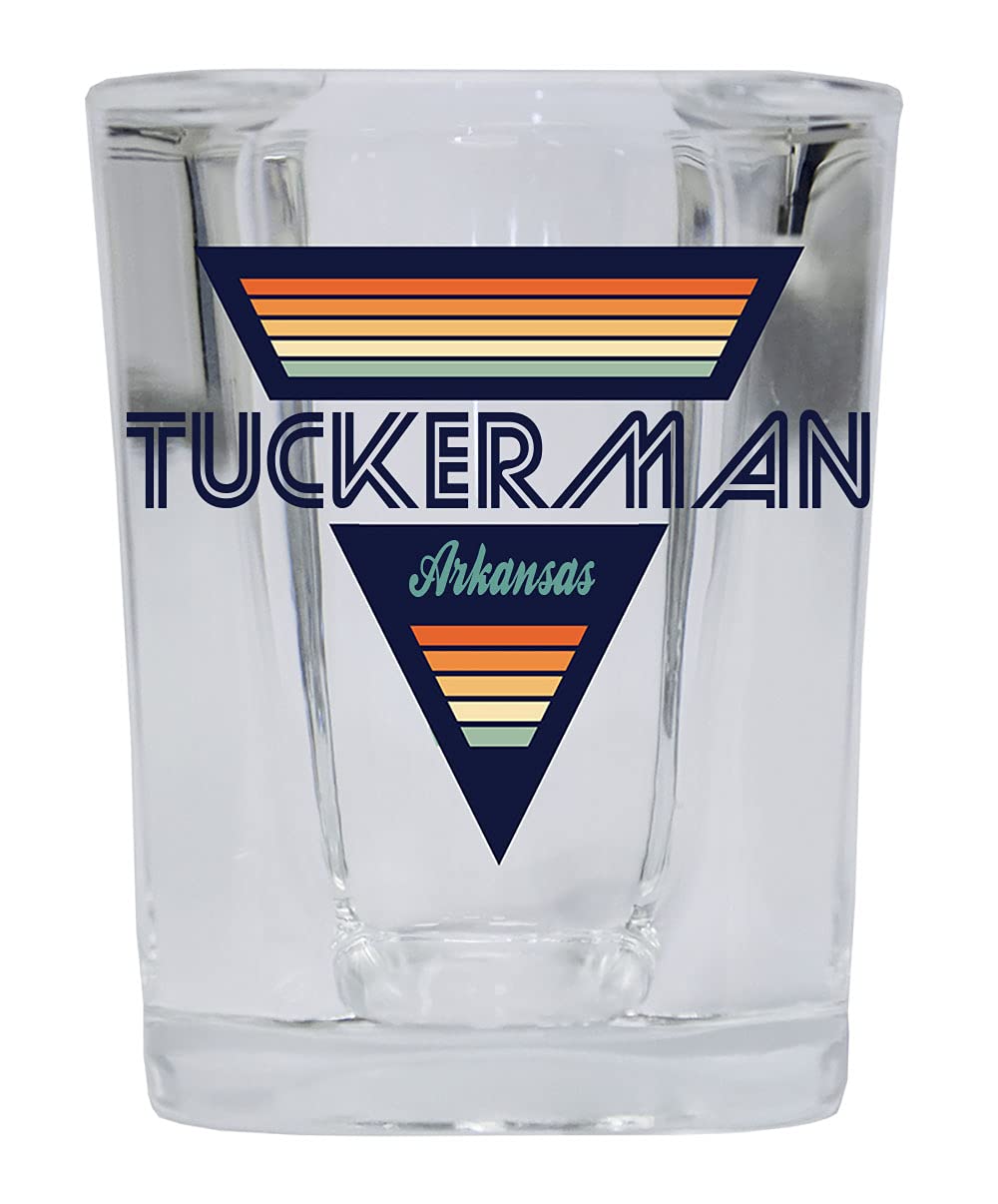 R and R Imports Tuckerman Arkansas 2 Ounce Square Base Liquor Shot Glass Retro Design