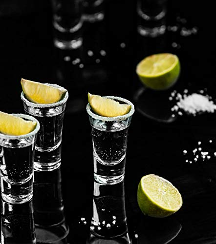 2 oz Clear Tall Flair Shot Glass Set of 12, Heavy Base Shot Glasses 12/Case Classic Cone Shaped Tequila Shooter Glass 12-Pack Premium Glassware With Liquor Pourer And Coasters