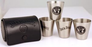 4 piece jack daniels stainless steel shot glass travel set