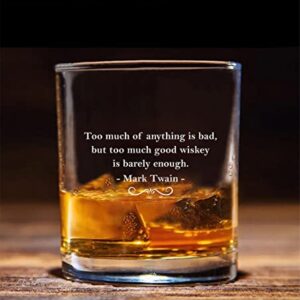 QPTADesignGift Mark Twain Quote Whiskey Glass - Whiskey Glass Etched - Whiskey Quotes - Funny Birthday Gift - Fathers Day Glass - Funny Birthday Gift