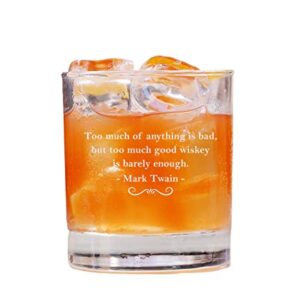 QPTADesignGift Mark Twain Quote Whiskey Glass - Whiskey Glass Etched - Whiskey Quotes - Funny Birthday Gift - Fathers Day Glass - Funny Birthday Gift