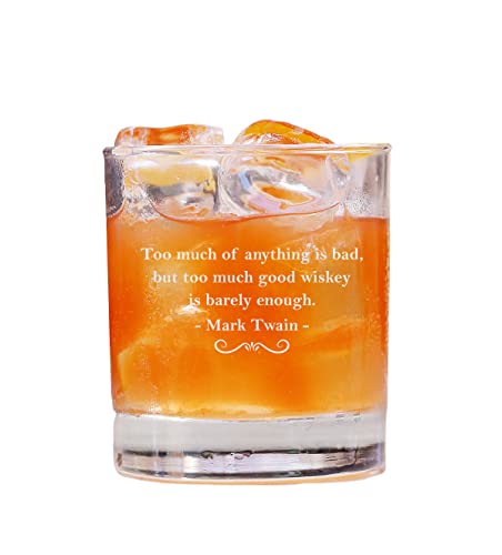 QPTADesignGift Mark Twain Quote Whiskey Glass - Whiskey Glass Etched - Whiskey Quotes - Funny Birthday Gift - Fathers Day Glass - Funny Birthday Gift