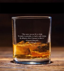 qptadesigngift winston churchill quote whiskey glass - whiskey glass etched - whiskey quotes - funny birthday gift - fathers day glass - funny birthday gift