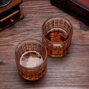 Whiskey Glasses Set of 2, 10.5 oz Old Fashioned Rocks Glass Whiskey Tumblers Home Bar Drinks Bourbon Scotch Lowball Glass, Rum, Whiskey Glassware and Cocktail Glasses(10.5OZ-2)