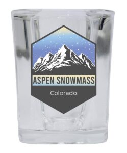 r and r imports aspen snowmass colorado ski adventures 2 ounce square base liquor shot glass