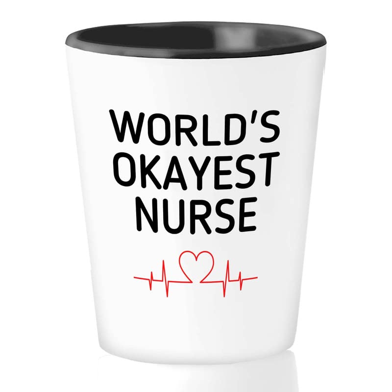 Bubble Hugs Nurse Shot Glass 1.5oz - World's Okayest Nurse - Funny Quotes Nurse Practitioner Paramedic RN LPN CNA Gift for Birthday Graduation