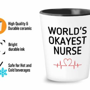 Bubble Hugs Nurse Shot Glass 1.5oz - World's Okayest Nurse - Funny Quotes Nurse Practitioner Paramedic RN LPN CNA Gift for Birthday Graduation