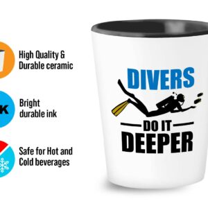 Bubble Hugs Scuba Diving Shot Glass 1.5oz - Divers Do It Deeper - Diver Swimmer Pool Lake Surface Oxygen Coral Snorkeling Holiday Summer Fish