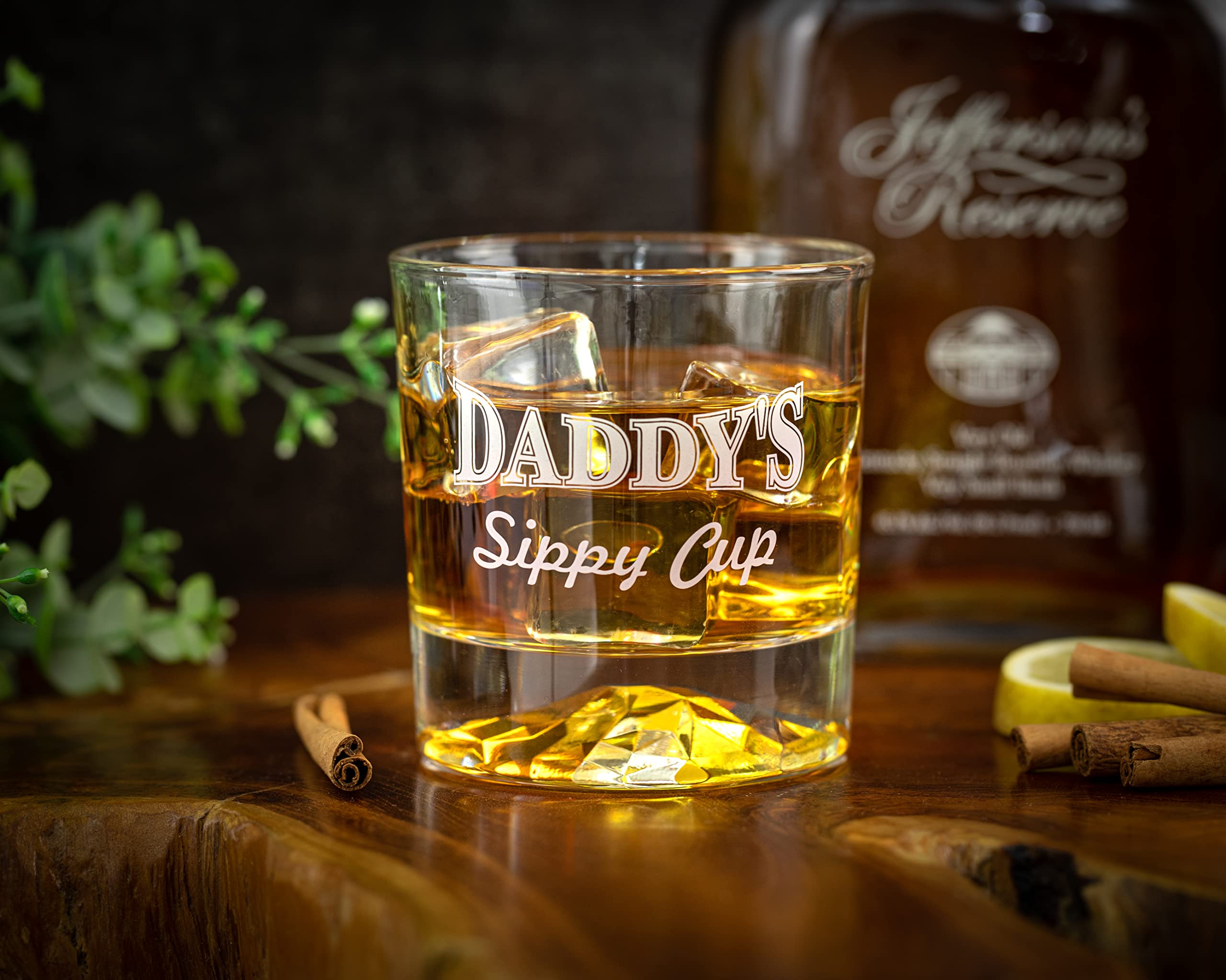 COOL STONES Daddy's Sippy Cup Whiskey Glass and Whiskey Socks for Dad - Whiskey Socks - New Dad and Old Dad - Gift Set for Men - Funny Engraved Scotch Glass and Fun Socks (Cup & Socks)