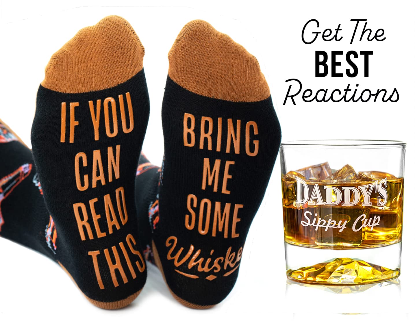 COOL STONES Daddy's Sippy Cup Whiskey Glass and Whiskey Socks for Dad - Whiskey Socks - New Dad and Old Dad - Gift Set for Men - Funny Engraved Scotch Glass and Fun Socks (Cup & Socks)