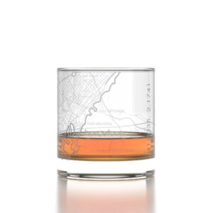 Well Told Engraved Barcelona Spain City Whiskey Glass - Etched City Map Rocks Glass Gift for Whiskey Lovers (11 oz, Clear)