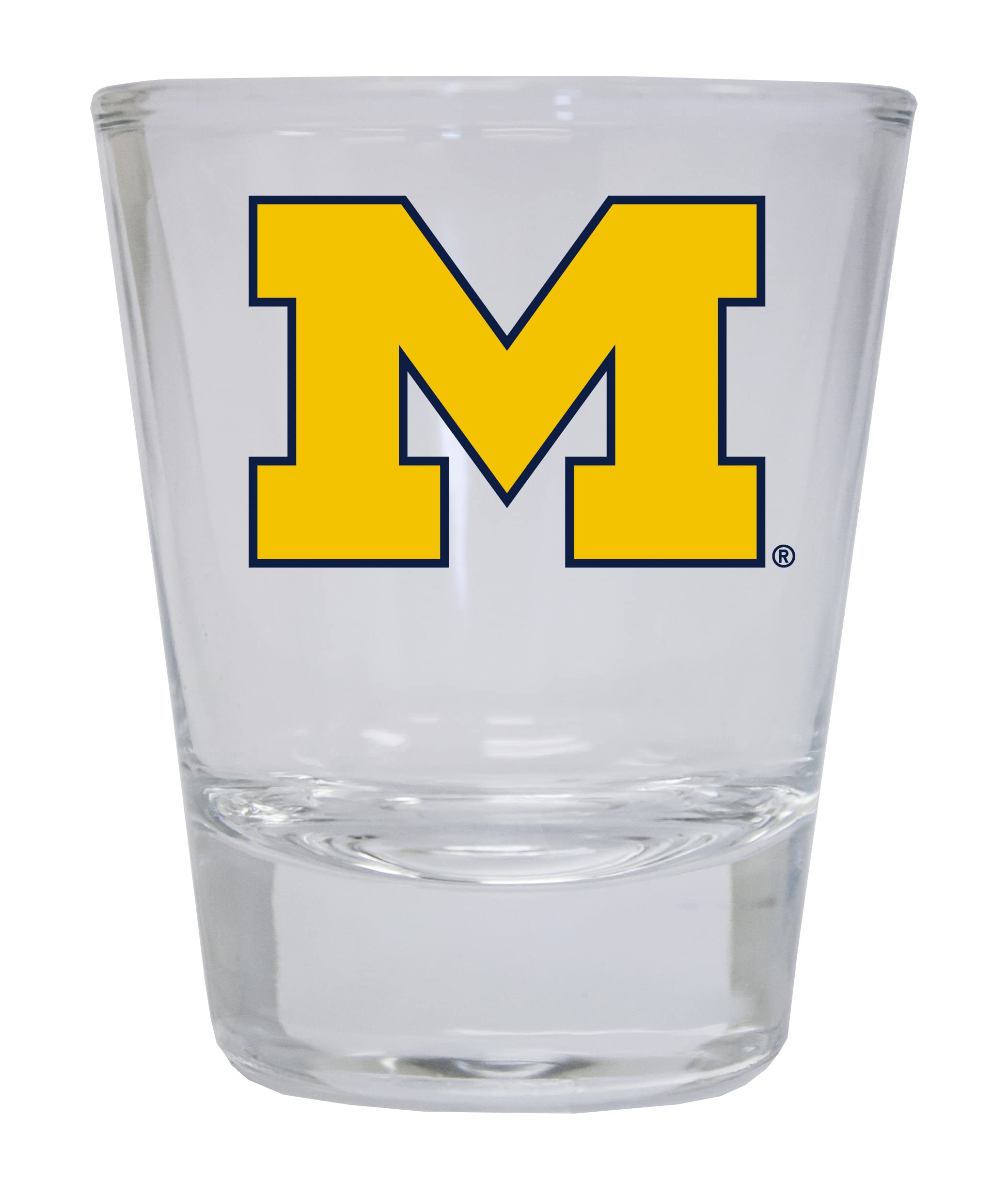 R and R Imports Michigan Wolverines Round Shot Glass 4-Pack Officially Licensed Collegiate Product