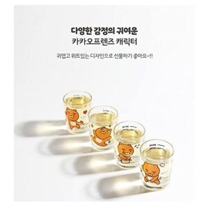 Kakao Ryan SOJU glass 소주 소주잔 Korean Soju Alcohol shot glasses Glassware set of 4