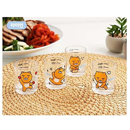 Kakao Ryan SOJU glass 소주 소주잔 Korean Soju Alcohol shot glasses Glassware set of 4