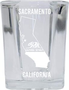 r and r imports sacramento california laser etched souvenir 2 ounce square shot glass state flag design