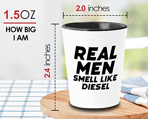 Bubble Hugs Mechanical Engineering Shot Glass 1.5oz - Real men smell like diesel A - Auto Mechanic Humor Car Enthusiast Garage Industrial Civil Engineering Student