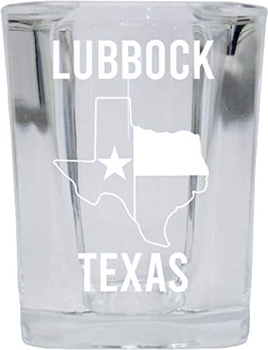 R and R Imports Lubbock Texas Souvenir Laser Etched 2 Ounce Square Shot Glass Texas State Flag Design