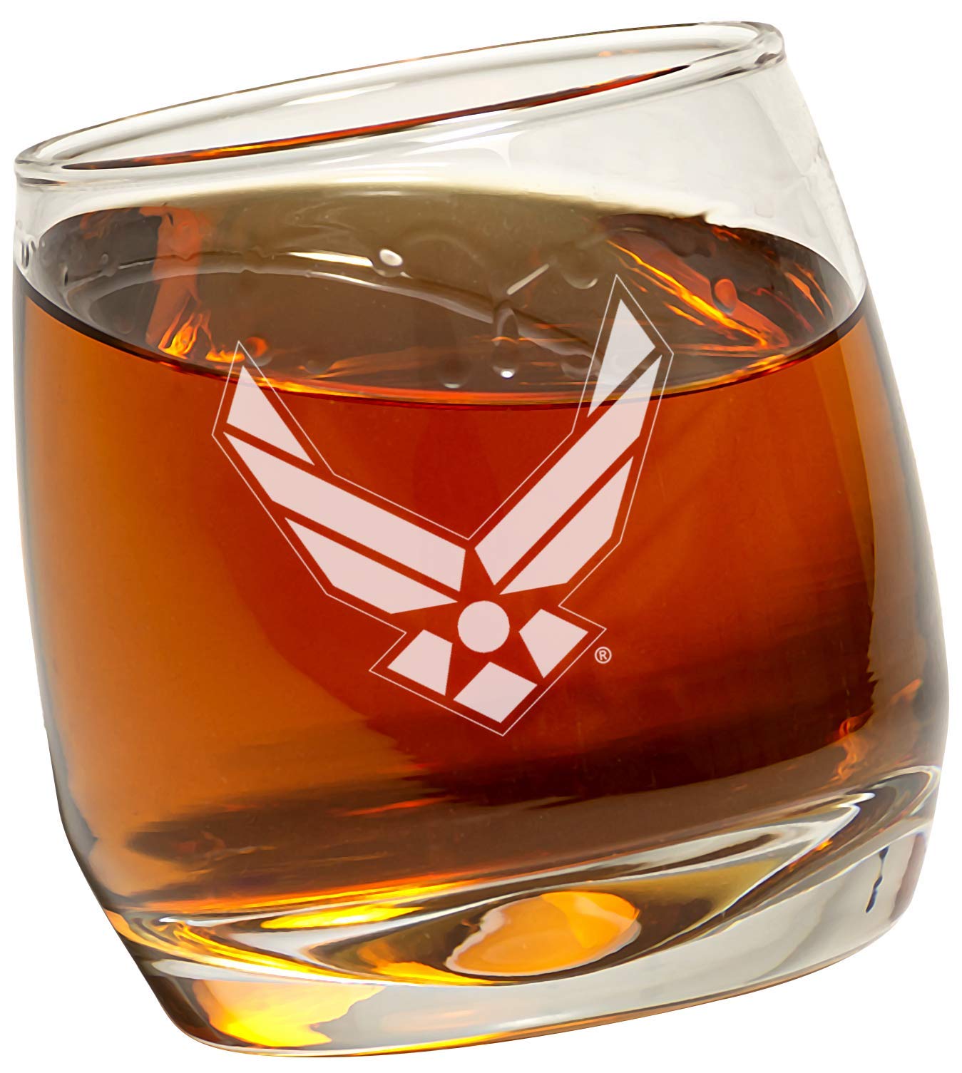 US Air Force Whiskey Glasses (Set of Two) – Rounded Bottom, Rocks/Rotates Air Force Engraved Glass - Gifts for Whiskey Lovers - Air Force Present for Retirement, Graduation, – Air Force Home Décor