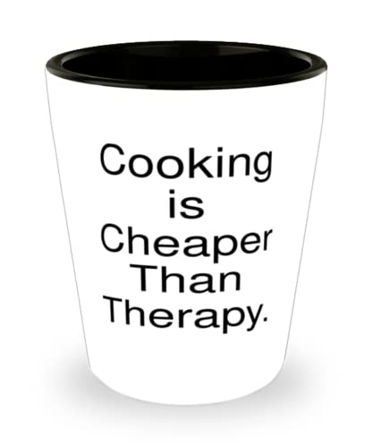 Cooking is Cheaper Than Therapy. Cooking Shot Glass, Cute Cooking Gifts, Ceramic Cup For Friends, Best friend shot glass gift, Personalized shot glass gift for friends, Unique shot glass gift for