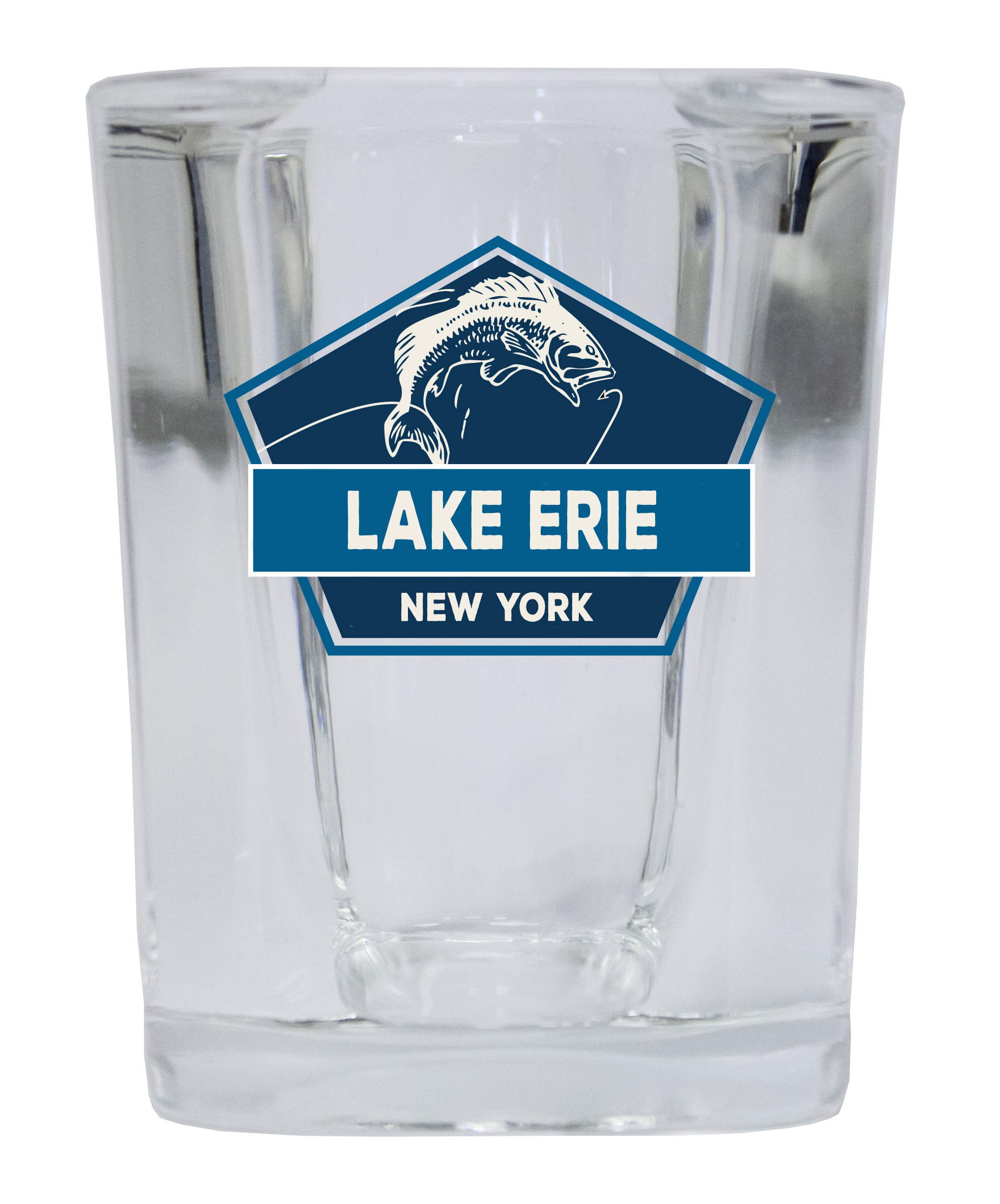 R and R Imports Lake Erie New York Souvenir 2 Ounce Square Base Liquor Shot Glass