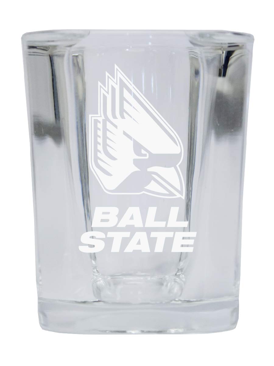 R and R Imports Ball State University 2 Ounce Square Shot Glass laser etched logo Design Officially Licensed Collegiate Product