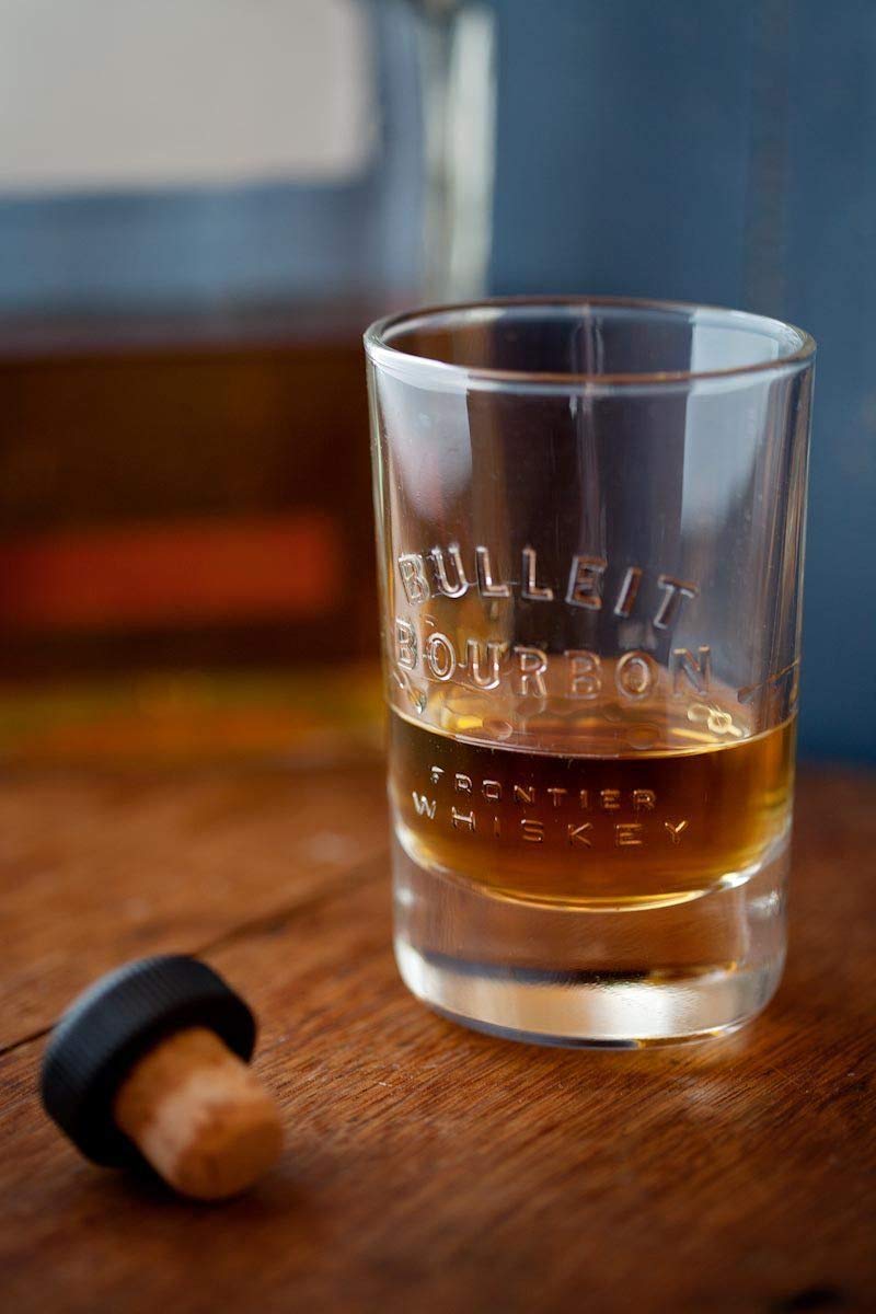 Bulleit Bourbon Whiskey Tumbler Glass with Graduation Marks Old Fashioned Sipping Glass Made in ITALY