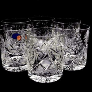 Russian Cut Crystal Scotch Whiskey Vodka Rocks Glasses Old Fashioned Vintage