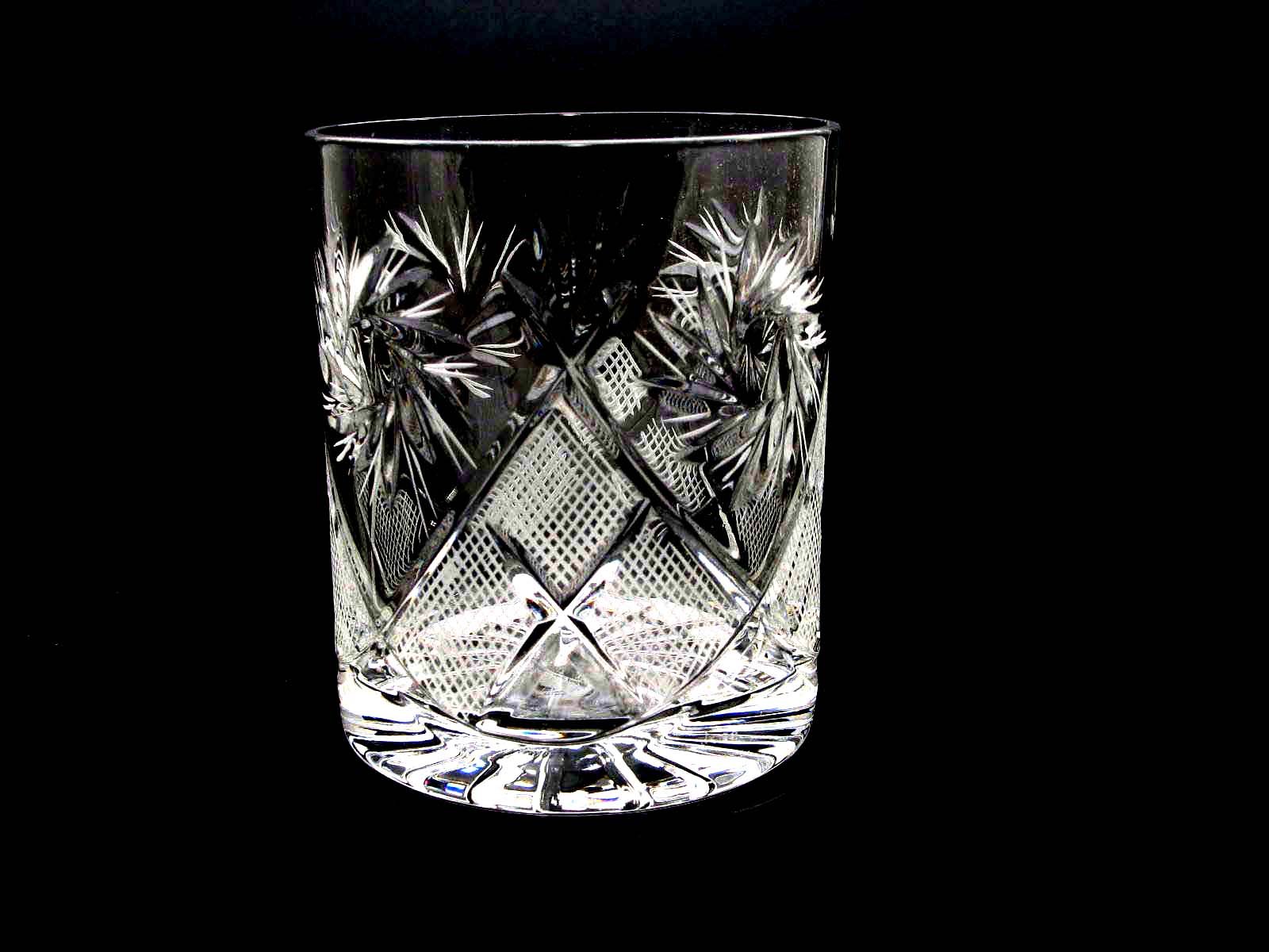 Russian Cut Crystal Scotch Whiskey Vodka Rocks Glasses Old Fashioned Vintage